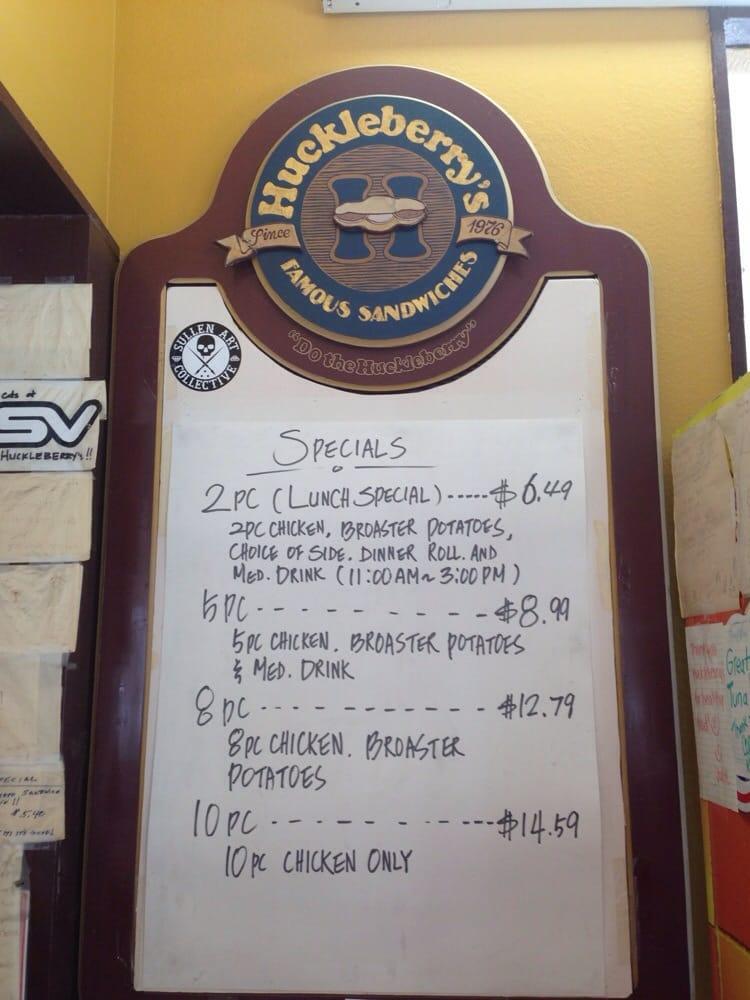 Menu at Huckleberry's Famous Sandwich restaurant, Huntington Beach
