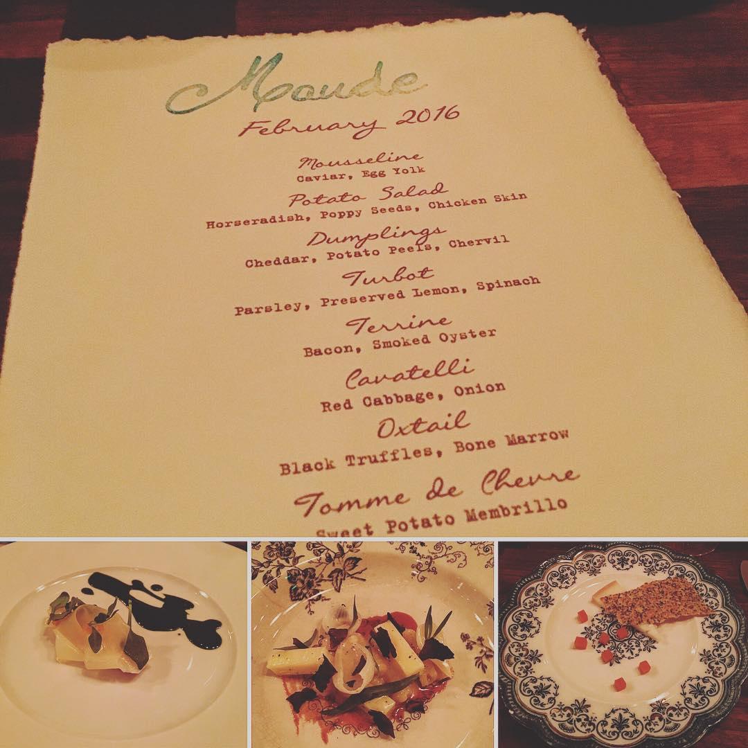 Menu at Maude restaurant, Beverly Hills