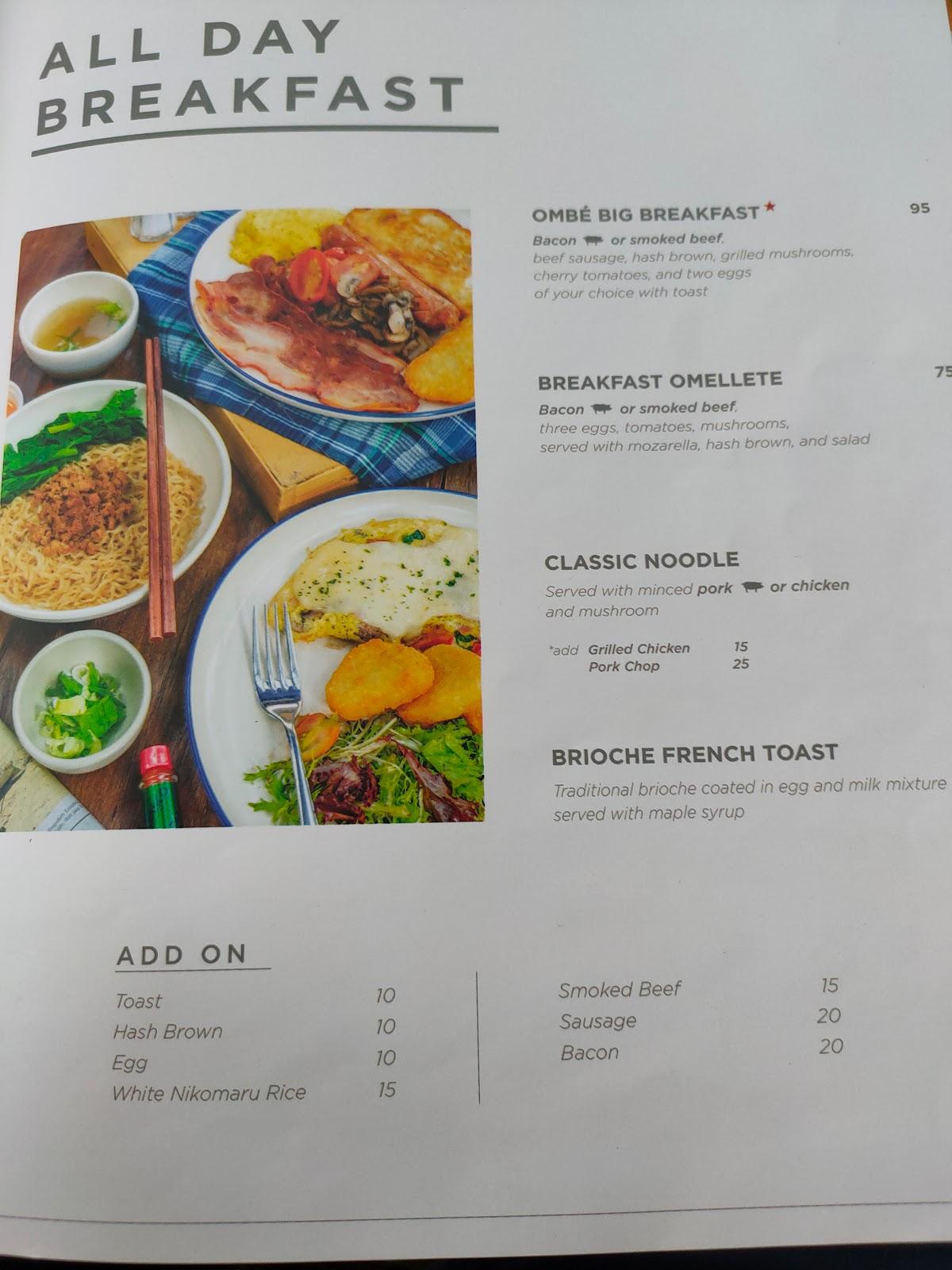 Menu at Ombé Kofie Menteng cafe, Jakarta, Jl. HOS. Cokroaminoto No.62A