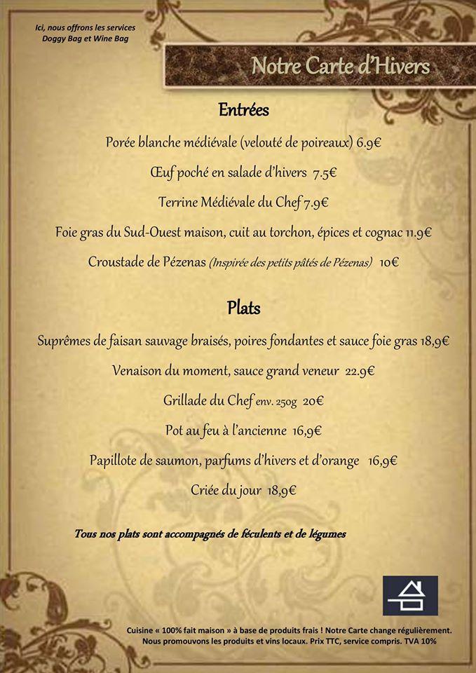 Menu at Restaurant Le Saint Roch, Pézenas
