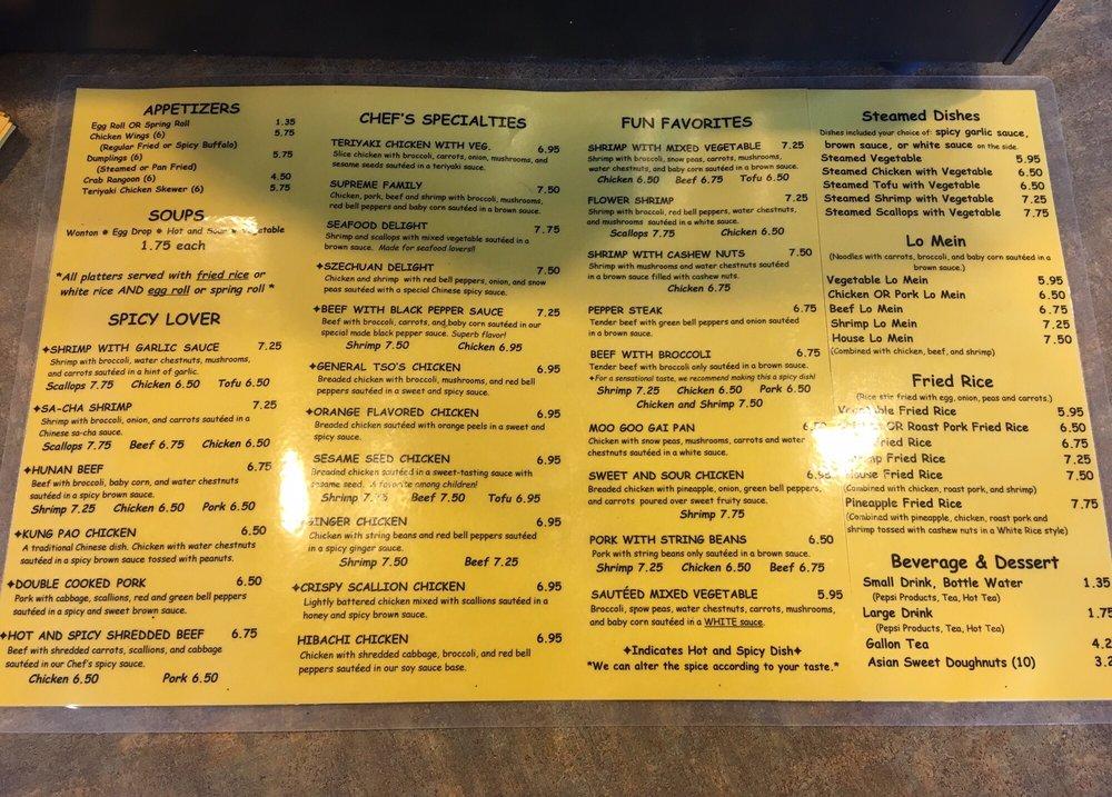 Menu at Rice Fun restaurant, Statesville