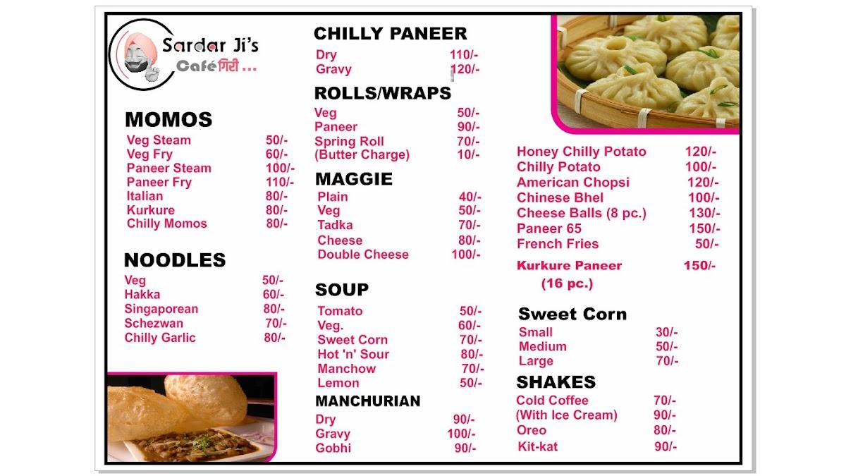 Menu at Sardar Ji's Cafegiri Best Family Restaurant in Reengus, Reengus