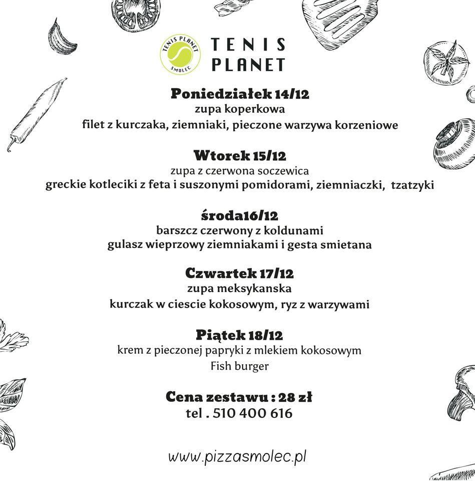 Carta del restaurante Tenis Planet, Smolec