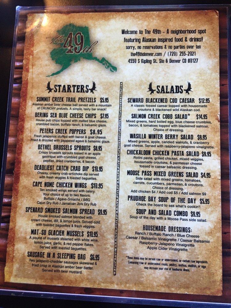 Menu at The 49th Food & Spirits pub & bar, Denver