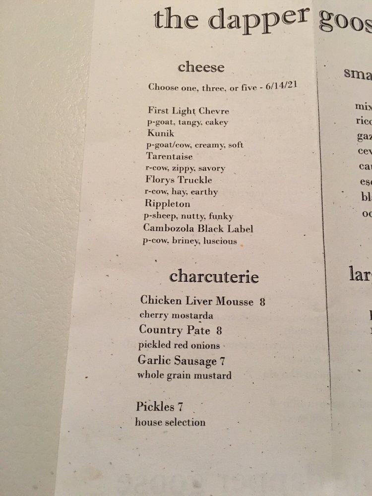 Menu at The Dapper Goose pub & bar, Buffalo