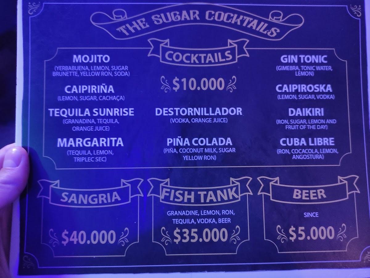 Menu at The Sugar Cocktails Cartagena pub & bar, Colombia