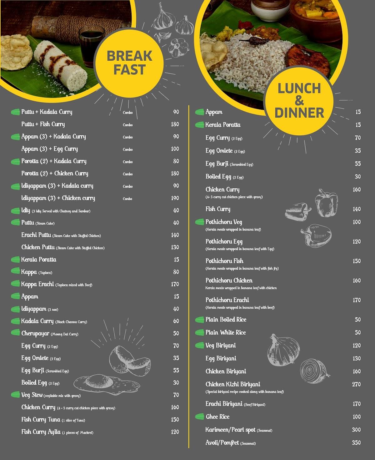 Menu at Yumm Keralam, Bengaluru