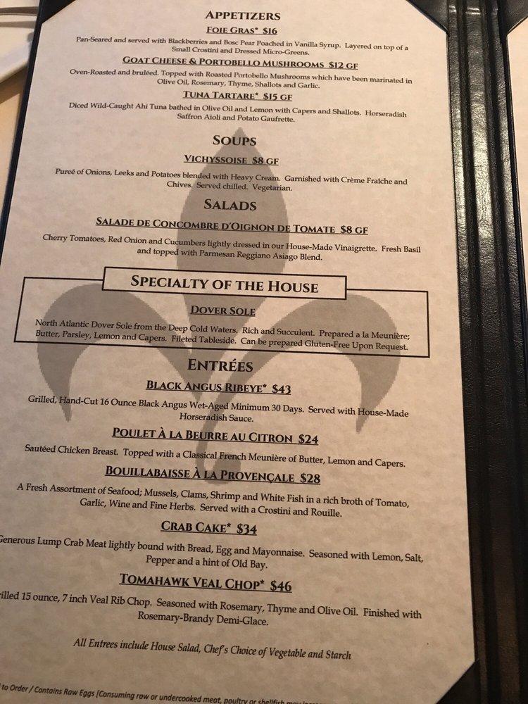 Menu at Chez Max Restaurant, Richmond