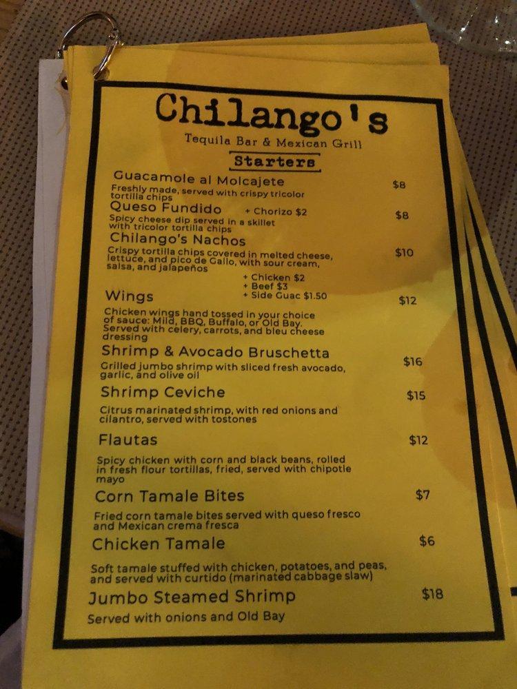 Menu at Chilango's pub & bar, Baltimore