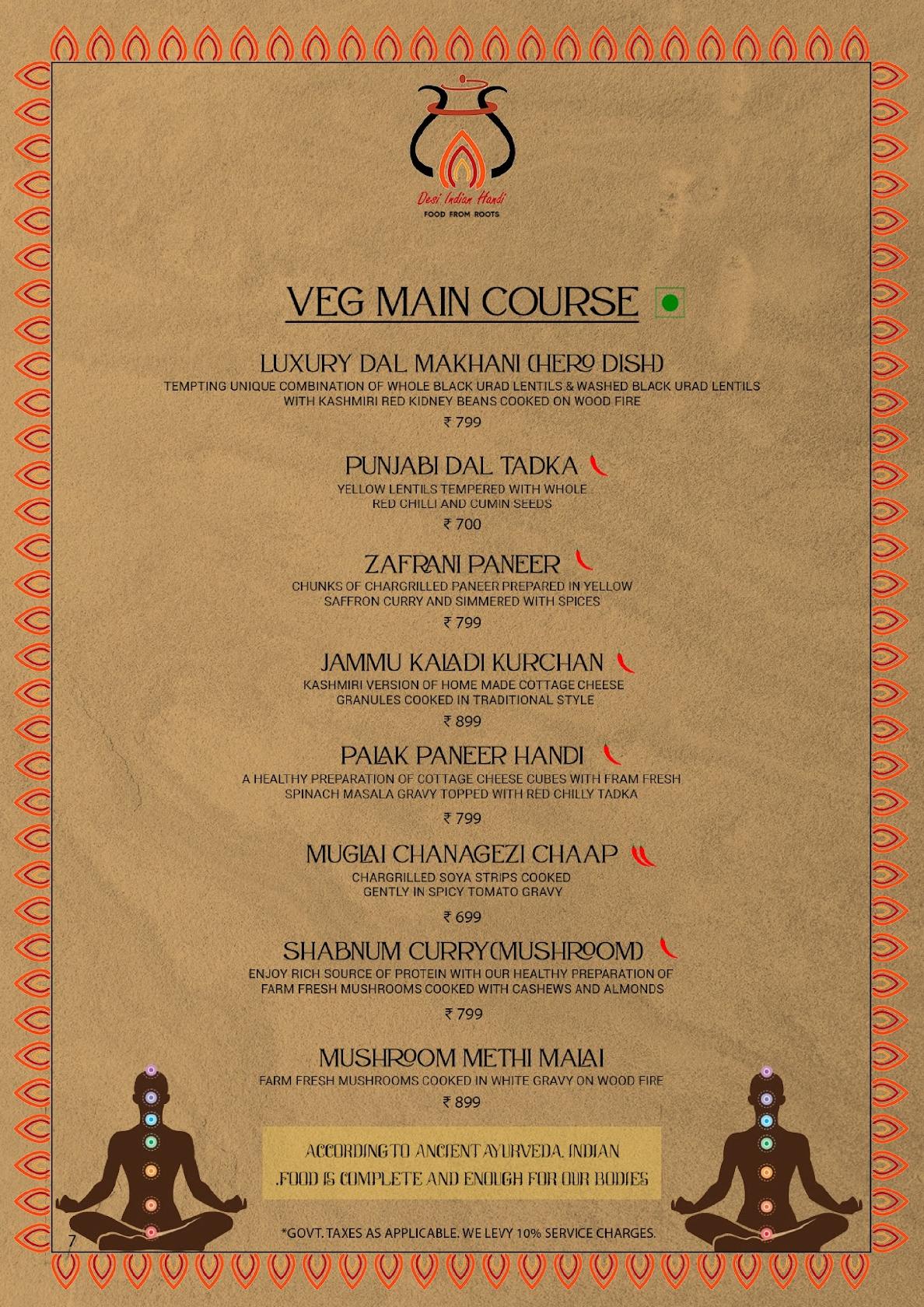 Menu at Desi Indian Handi, Noida