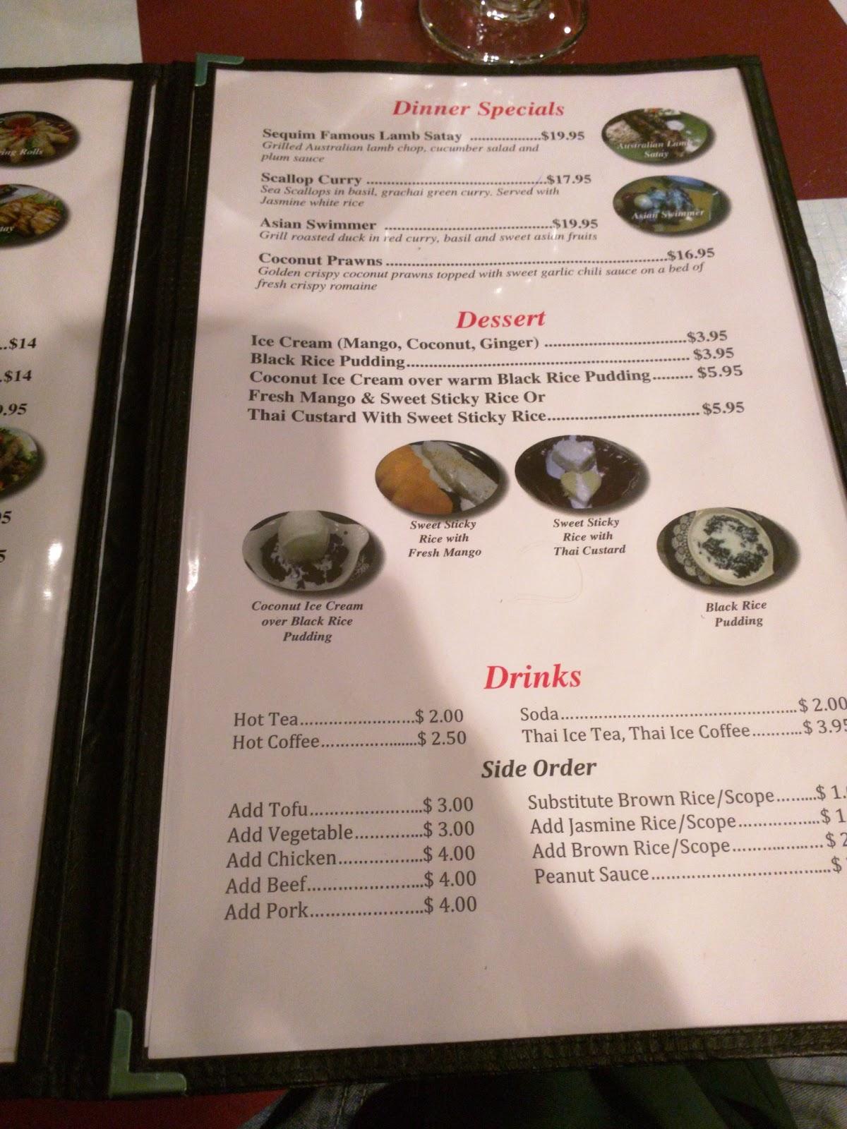 Menu at Galare Thai desserts, Sequim