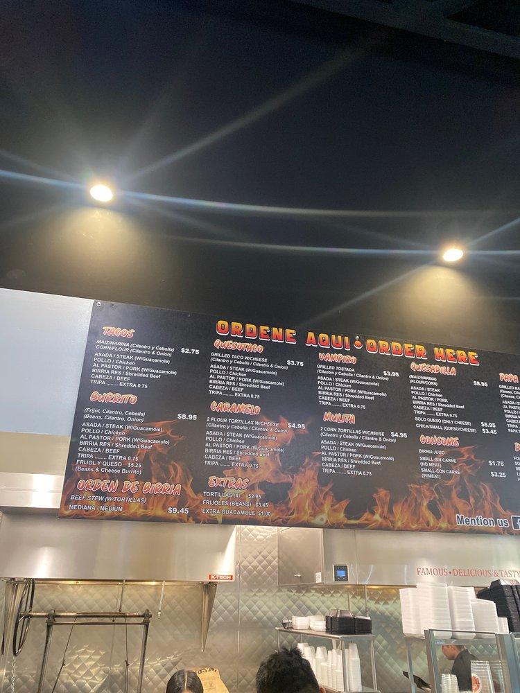 Menu at UNOS TACOS Y BIRRIA restaurant, Mesa