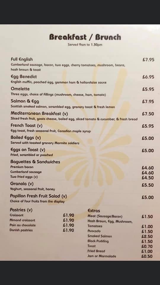 Menu at Café Papillon cafe, Oxted