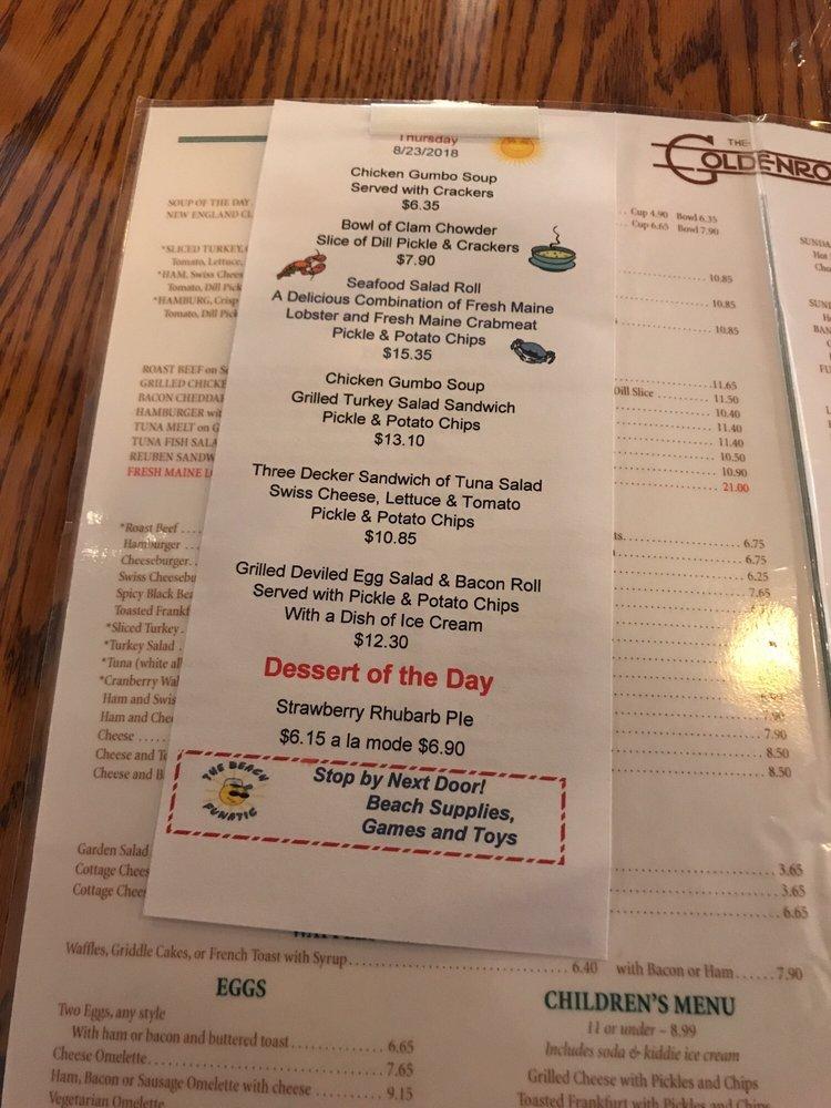 Menu at The Goldenrod restaurant, York