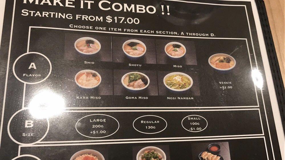 Menu at Hokkaido Ramen Santouka restaurant, Seattle, NE Village Ln