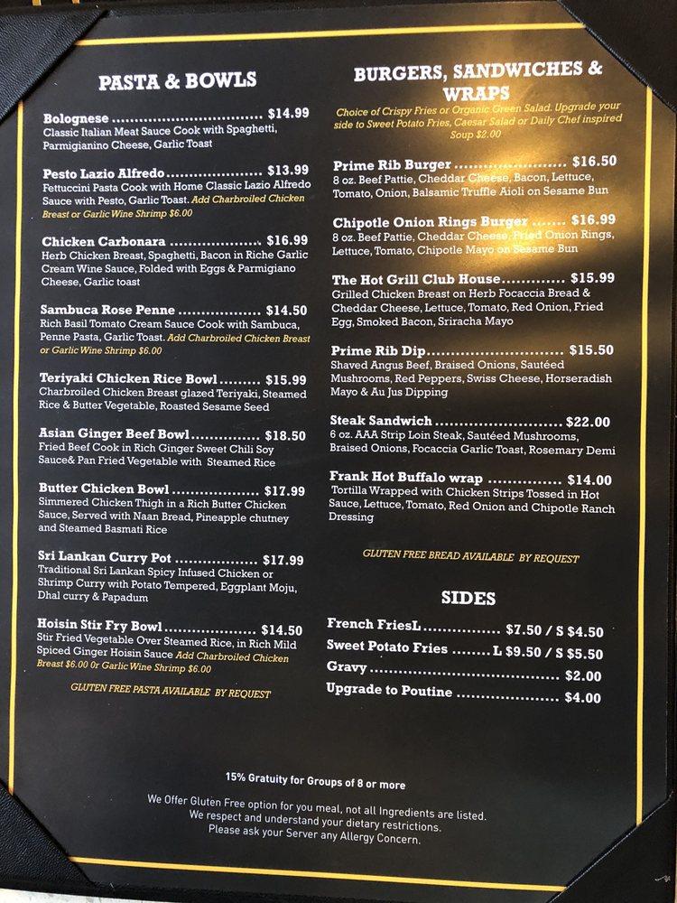 Menu at The Hot Grill restaurant, St. Albert