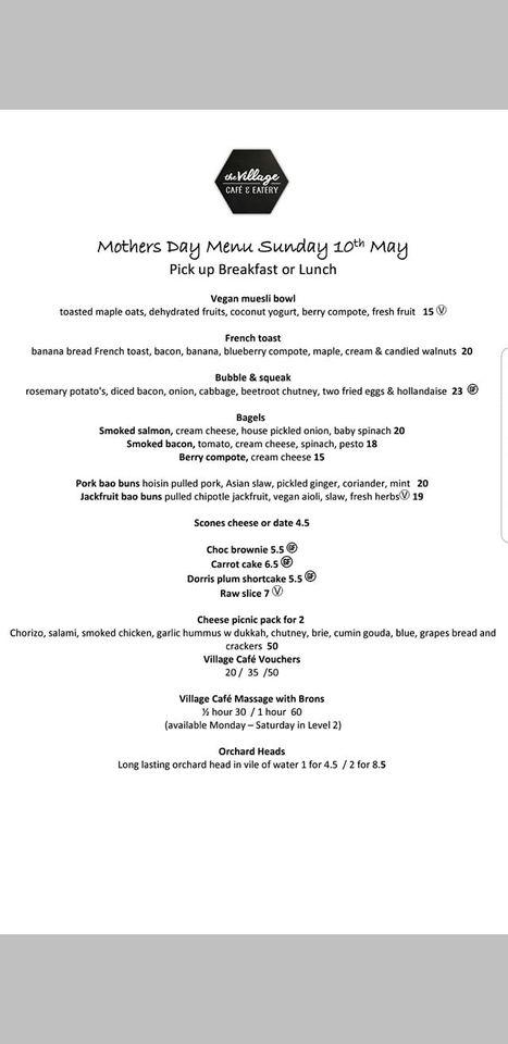 Menu at The Village Cafe, Whatawhata