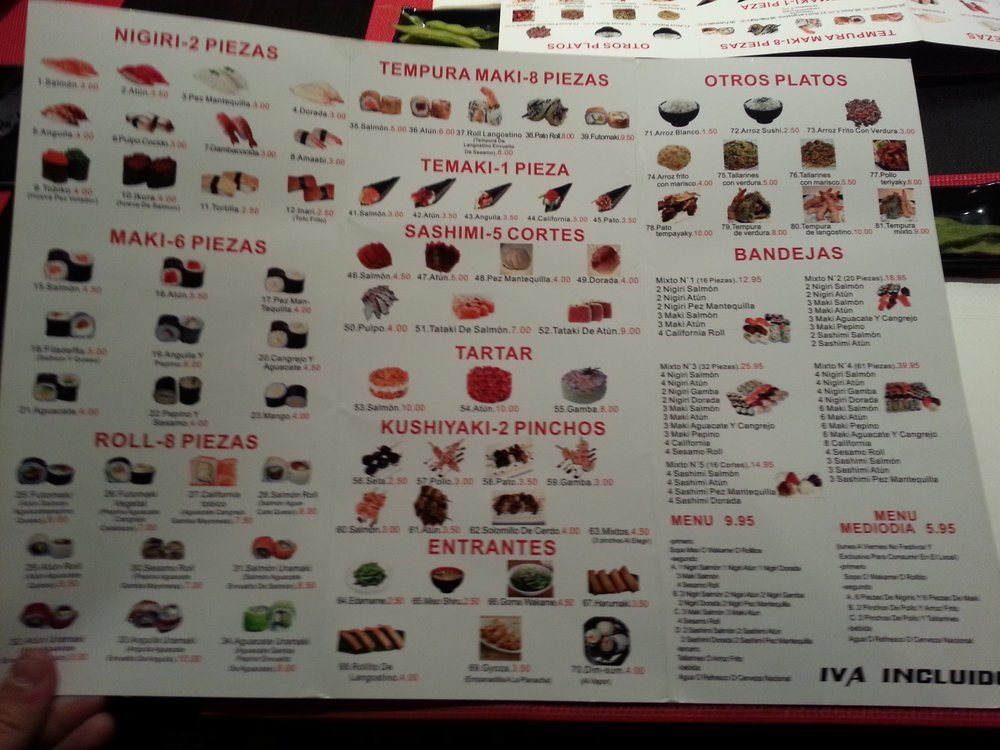 Menu at Maneki Neko restaurant, Córdoba, Jose Maria Martorell