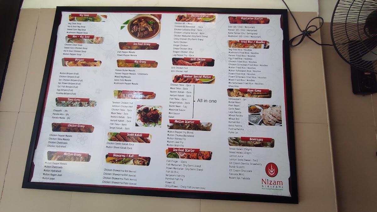 Menu at Nizam BIRYANI, Chennai, 113