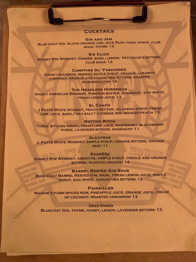 Menu at Notch Eight Craft House pub & bar, Jim Thorpe