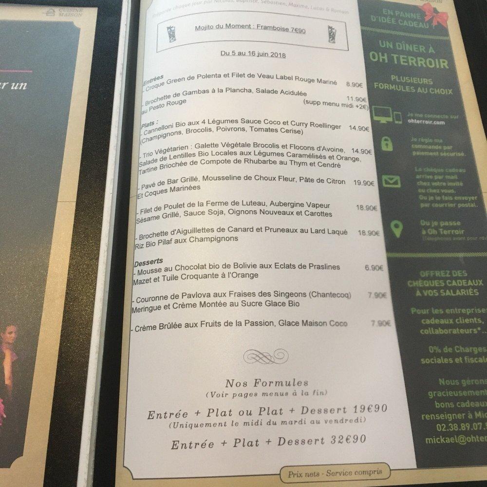 Menu au Oh Terroir pizzeria, Montargis, 44 Rue Jean Jaurès