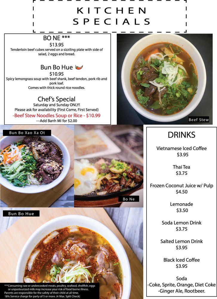 Menu at Phở King Vietnamese Kitchen restaurant, Las Vegas