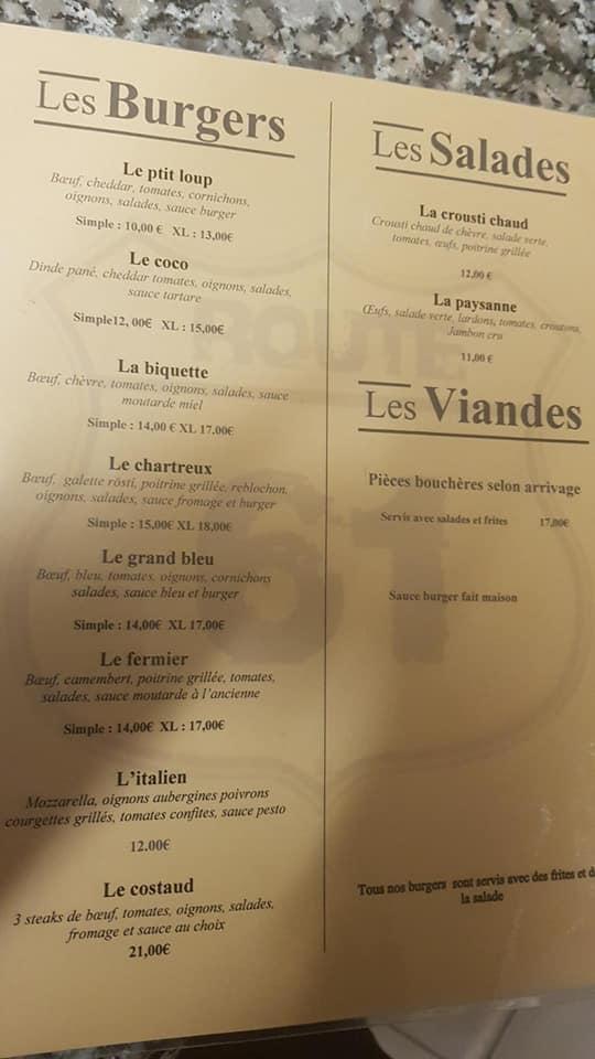 Menu at Route 61 restaurant, Saint-Hilaire