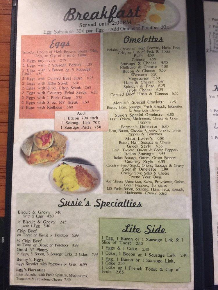 Menu at Susie's Too restaurant, New Port Richey