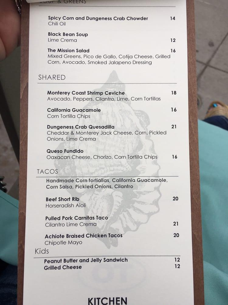 Menu at The Ocean Terrace pub & bar, Half Moon Bay