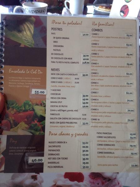 Carta del restaurante Le Cab Du, Ciudad Juarez