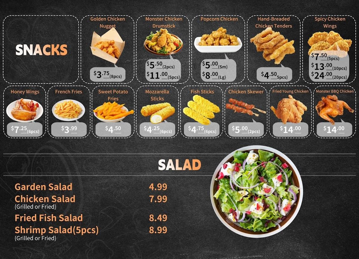 Menu at MONSTER CHICKEN restaurant, Stony Brook