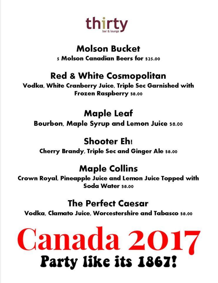 Menu at Thirty Restaurant and Lounge, Toronto