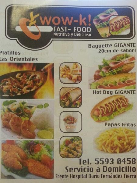Menu at Wow-k! Fast Food, Mexico City