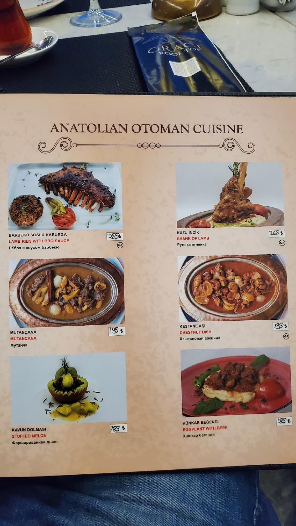 Menu at GRACE Rooftop Restaurant, Istanbul