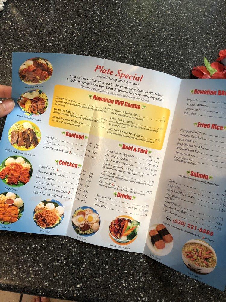 Menu at Niu Hawaiian BBQ, Redding