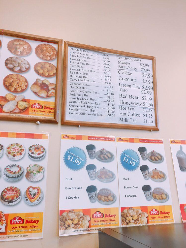 Menu at Qi Dragon Bakery, Orlando