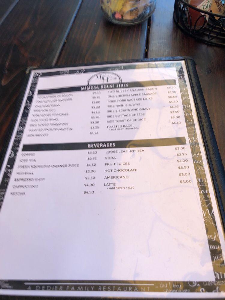 Menu at Mimosa House pub & bar, Sacramento