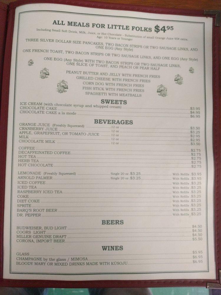 Menu at Snooty Fox restaurant, Laguna Hills