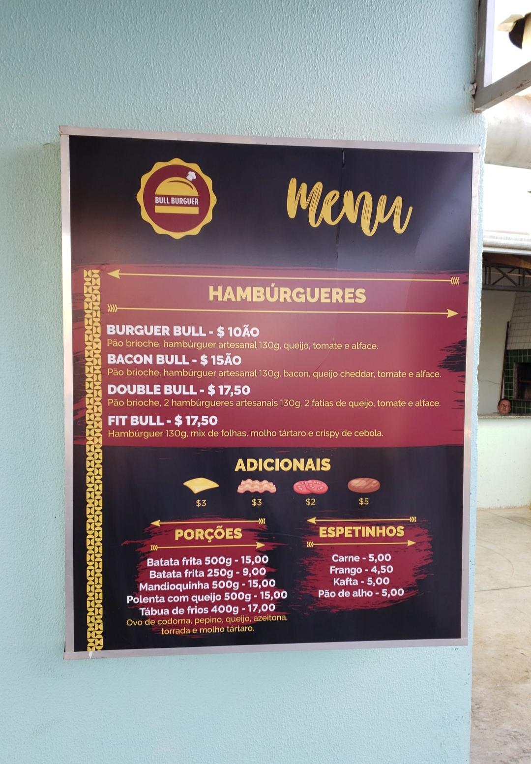 Menu at Bull Burger restaurant, Aroeira