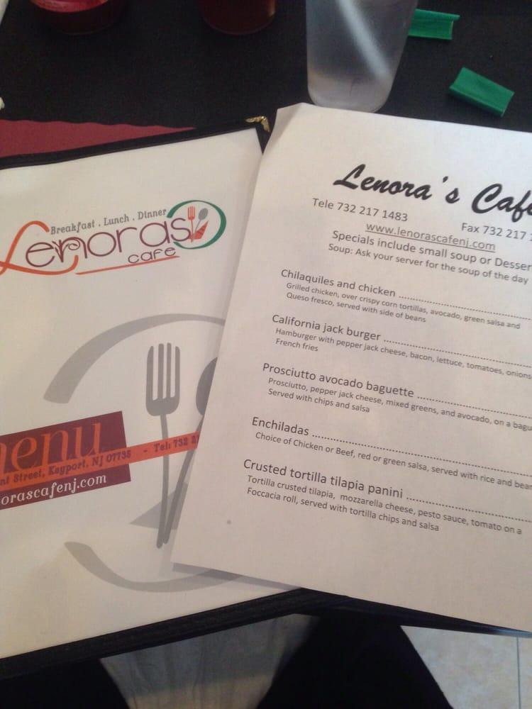 Menu at Lenora's Cafe, Keyport