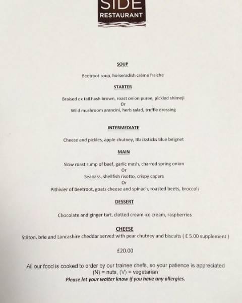Menu at Riverside Restaurant, Rochdale