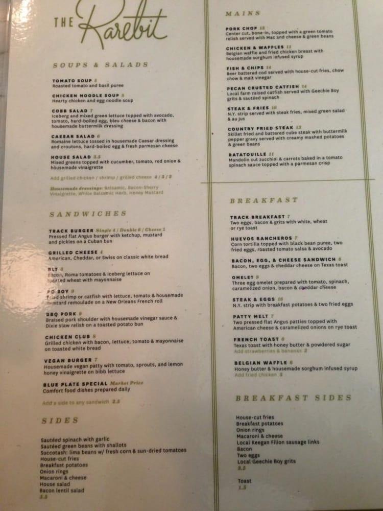 Menu at The Rarebit pub & bar, Charleston