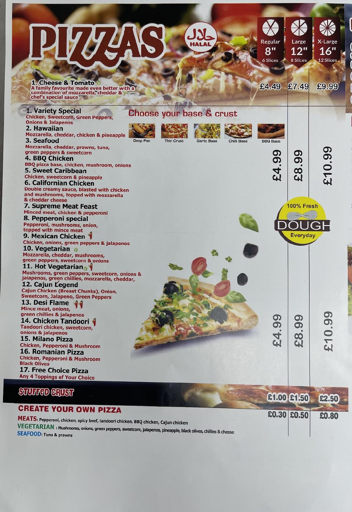 Menu at Variety Bites restaurant, Birmingham, 237 Alum Rock Rd