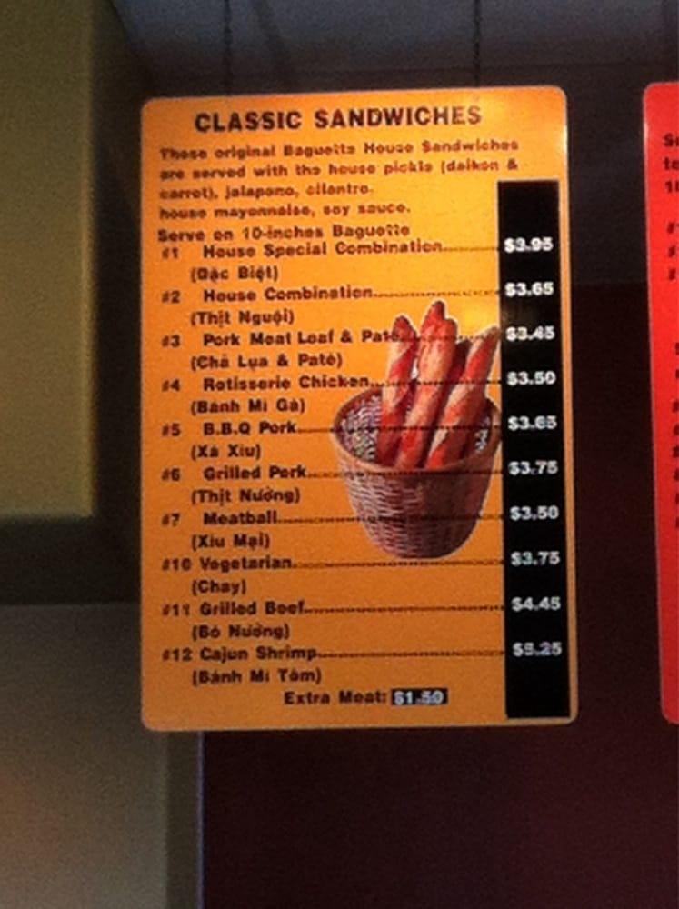 Menu at Baguette House & Cafe, Austin