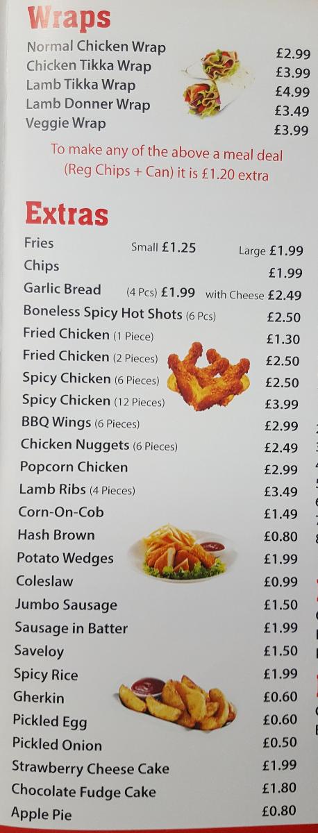 Menu at Chicken World Chestnut Grove restaurant, Mitcham