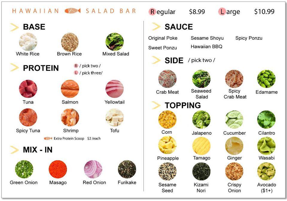Menu at Poke Time restaurant, Plano