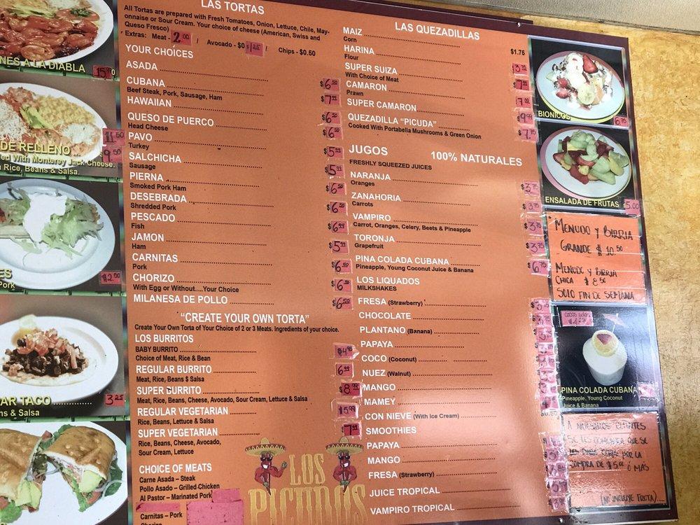 Menu at Tortas Y Taqueria Los Picudos restaurant, San Pablo