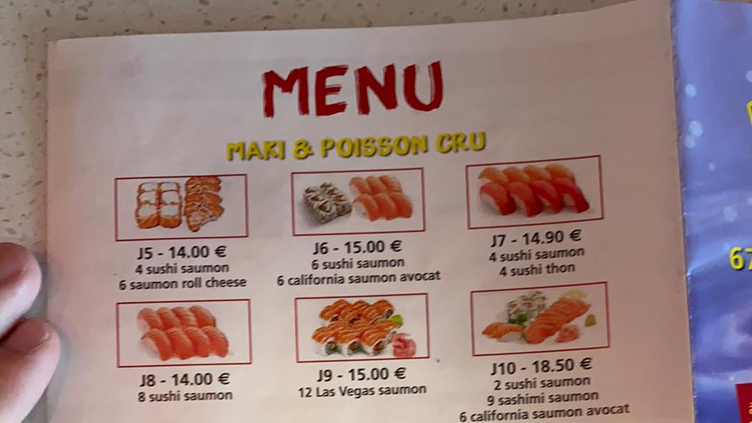 Menu au Royal Wok restaurant, Wissembourg