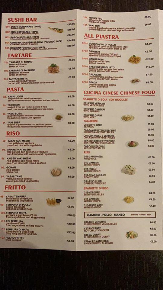 Menu at Ristorante Giapponese e Cinese Kiyomi, Chiavari