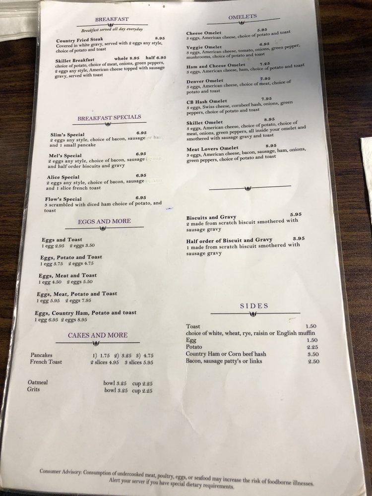 Menu at Mel's Cafe, East Peoria, 520 Bloomington Rd
